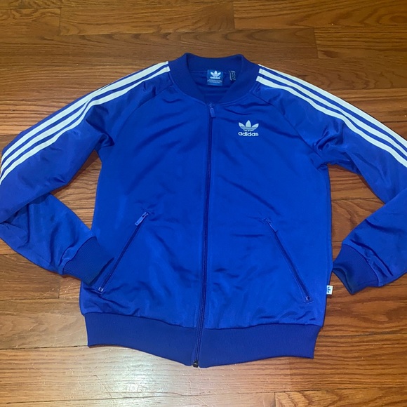 adidas | Jackets & Coats | Adidas Blue White Track Varsity Jacket ...